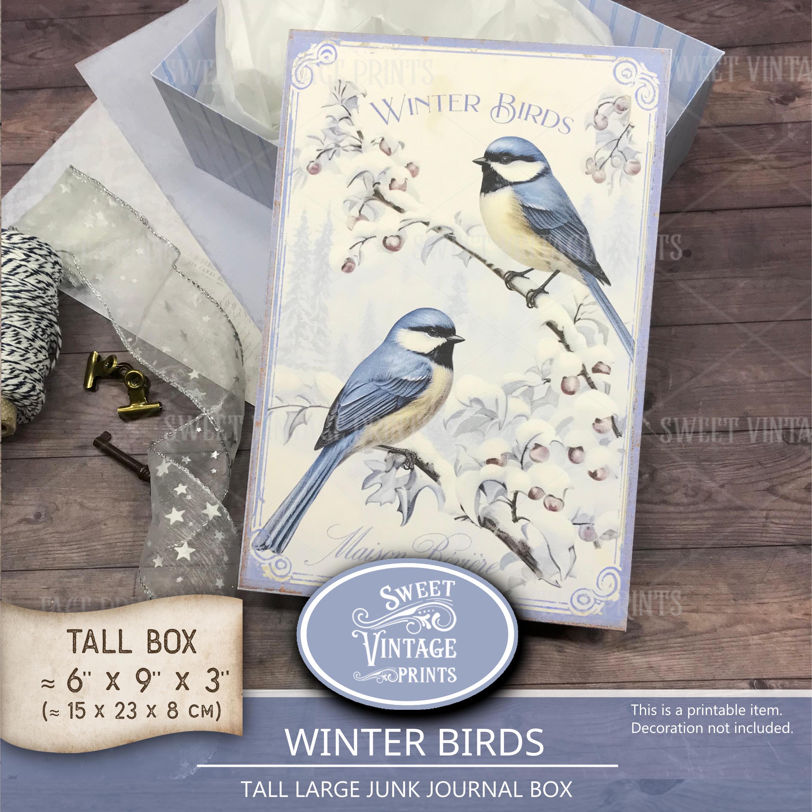 Winter Birds Tall Gift Box Printable | DIY Gift Case | Holiday Box ...