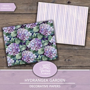 Hydrangea Junk Journal | Printable Garden Paper | Purple Digital Paper ...