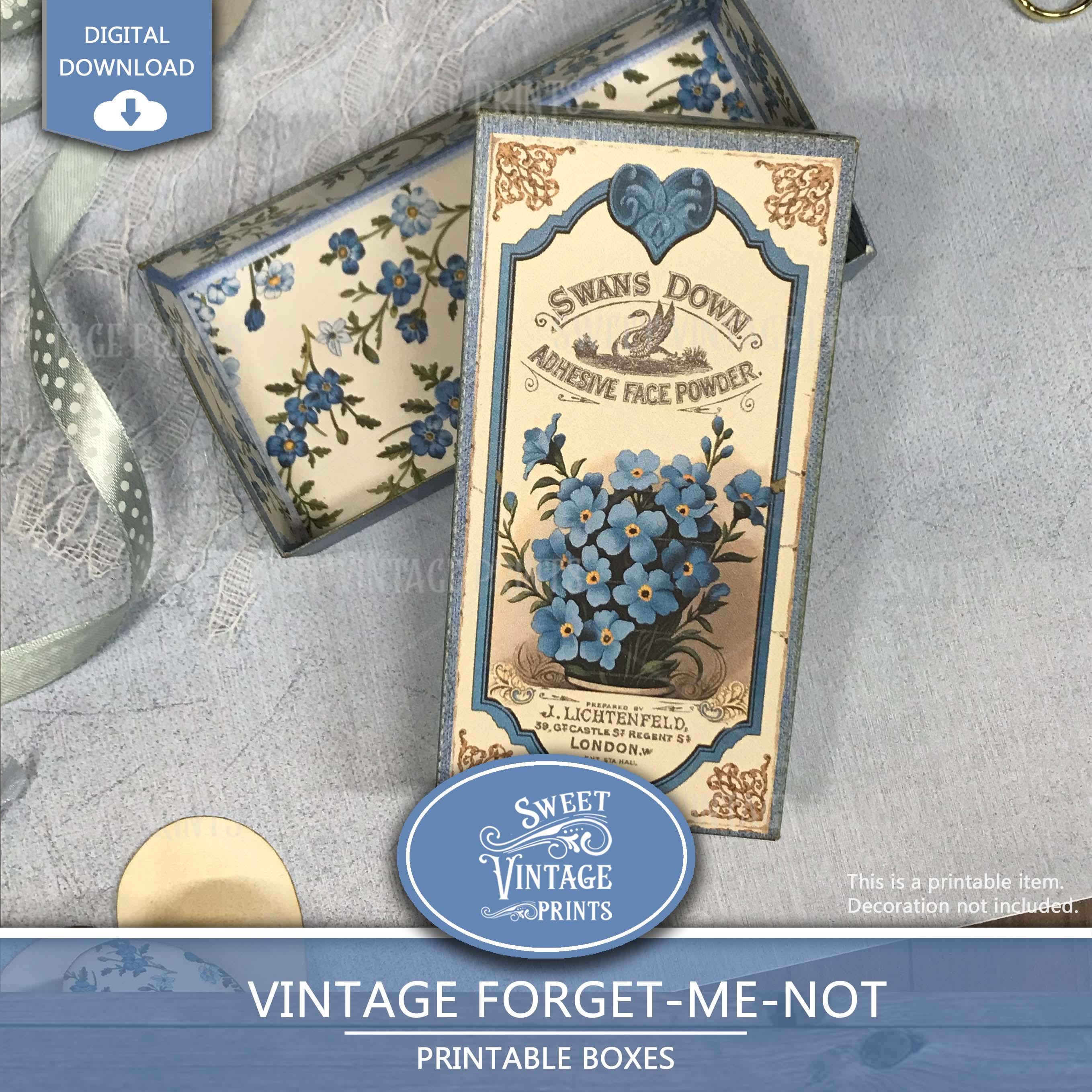 Printable Box Forget-me-not | DIY Gift Case Set | Vintage Flower ...
