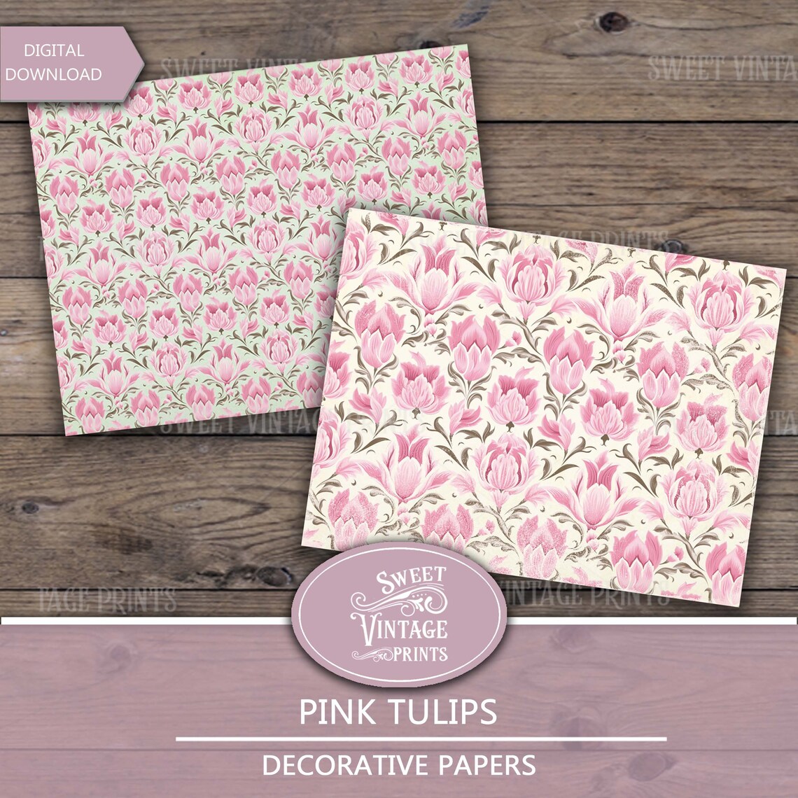 Pink Tulips Junk Journal | Printable Spring Digital Paper | Vintage ...