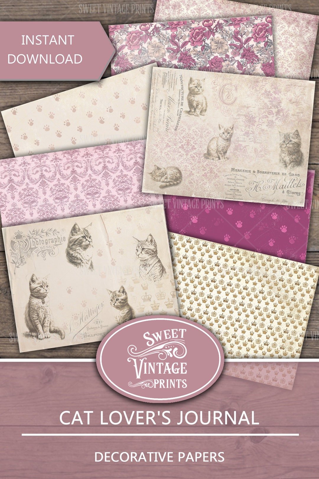 Cat Junk Journal Printable Papers, Cat Lover's Journal, Cat Digital ...