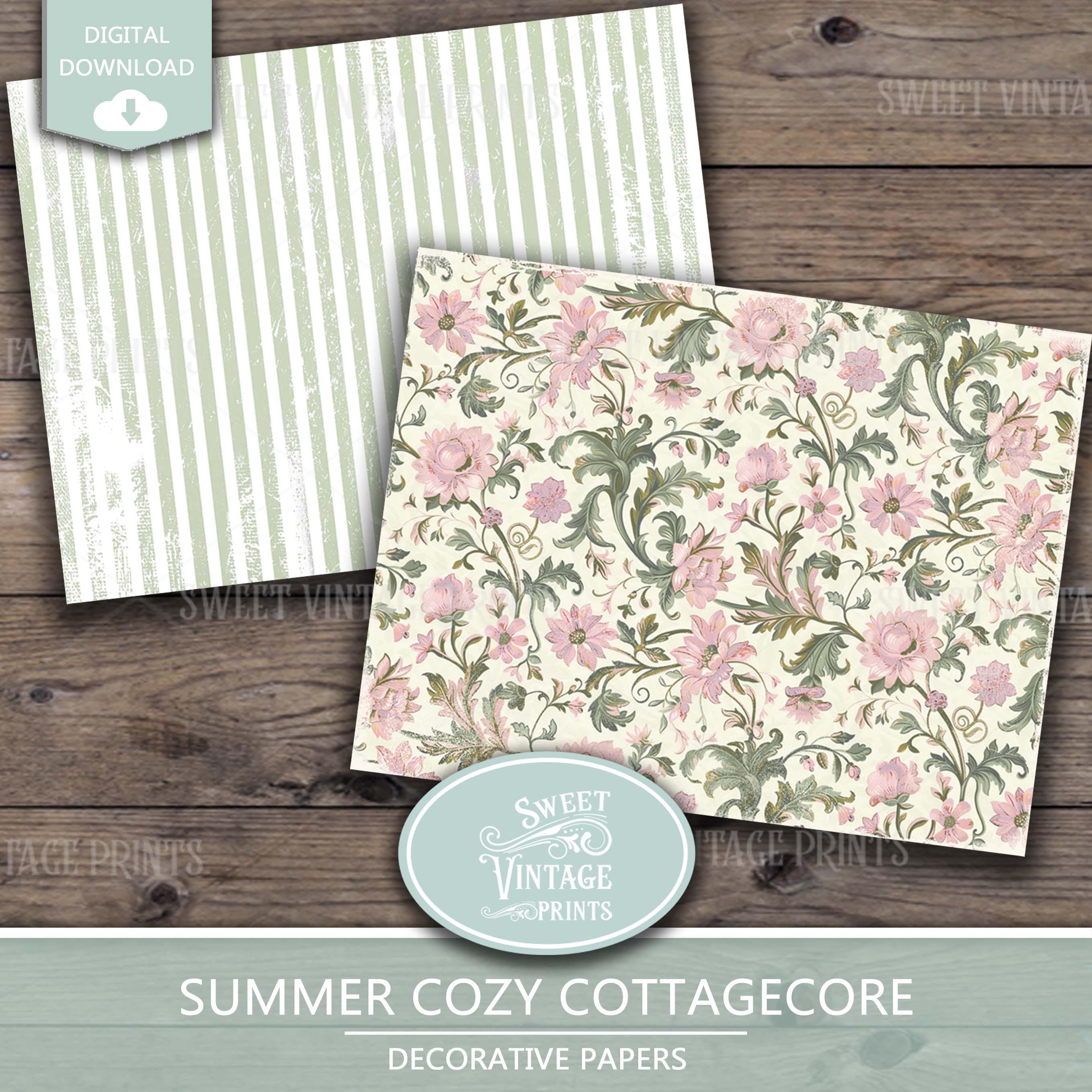 Summer Junk Journal Papers | Pink Florals Digital Paper Pack | Garden ...