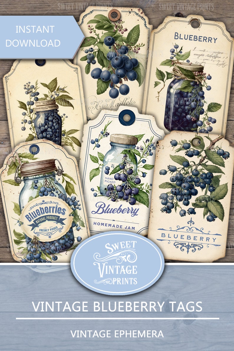 Vintage Blueberry Ephemera Tags Blueberry Labels Blueberry - Etsy