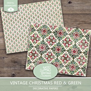 Christmas Junk Journal Papers | Red Green Christmas Digital Paper Pack ...