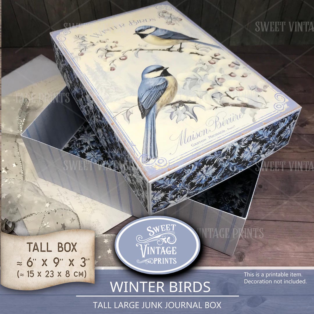 Winter Birds Tall Gift Box Printable | DIY Gift Case | Holiday Box ...