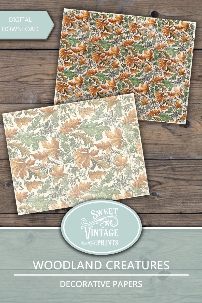 Woodland Printable Papers, Woodland Creatures Junk Journal, Forest ...