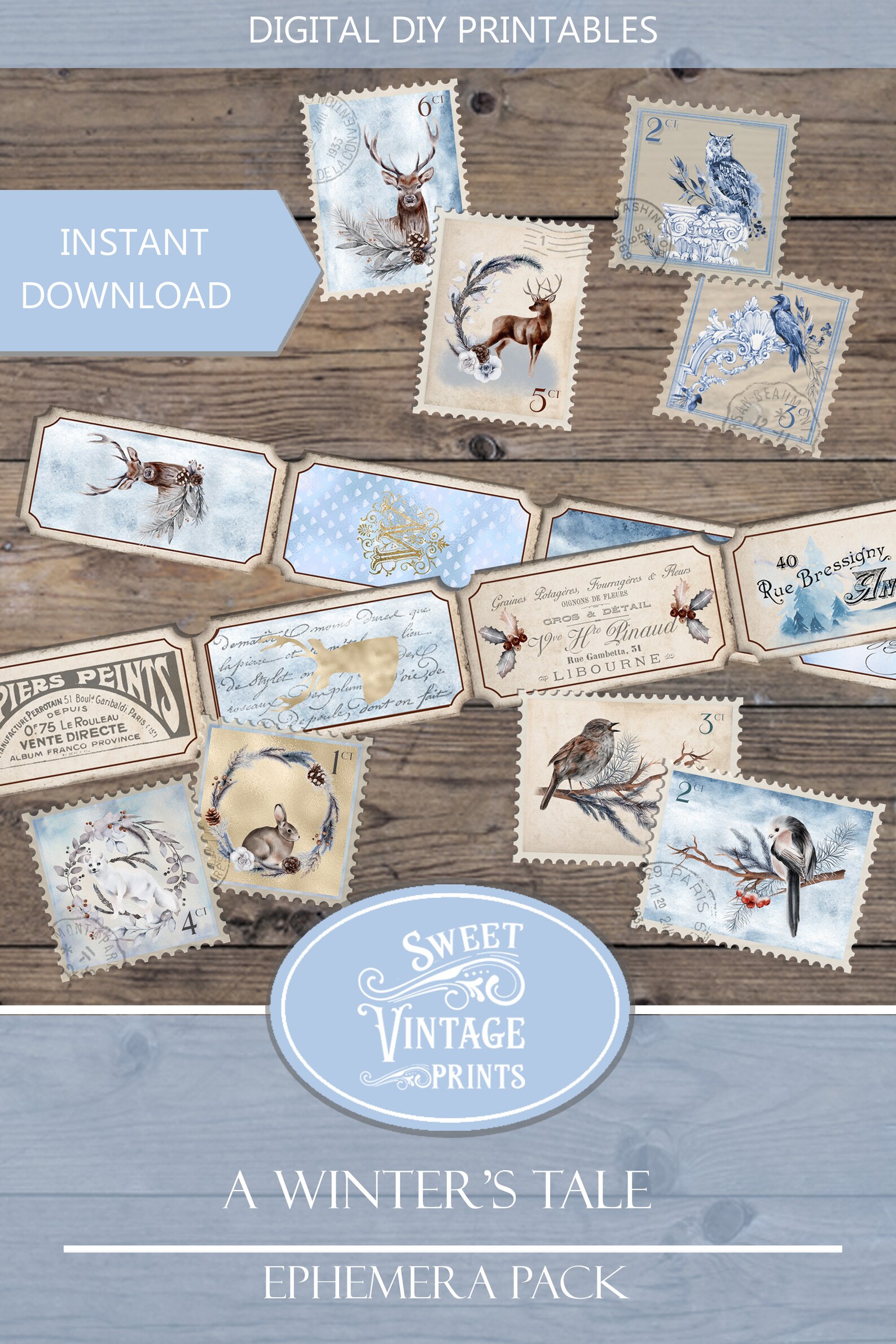 A Winter's Tale Ephemera Pack Winter Junk Journal Winter - Etsy