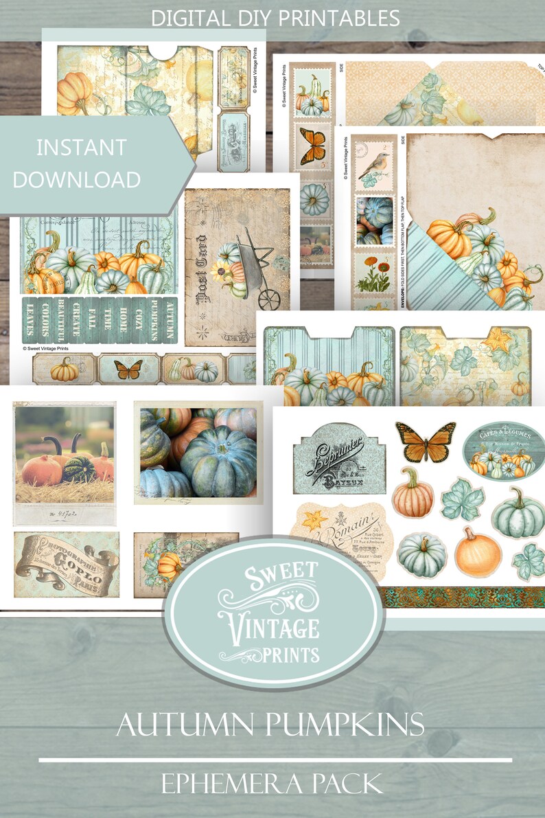 Autumn Pumpkins Ephemera Pack Autumn Junk Journal Pumpkin - Etsy