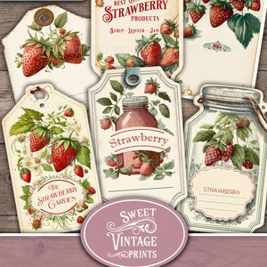 Vintage Strawberry Ephemera Tags, Strawberry Labels, Strawberry Jam ...
