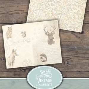 Woodland Printable Papers, Woodland Creatures Junk Journal, Forest ...