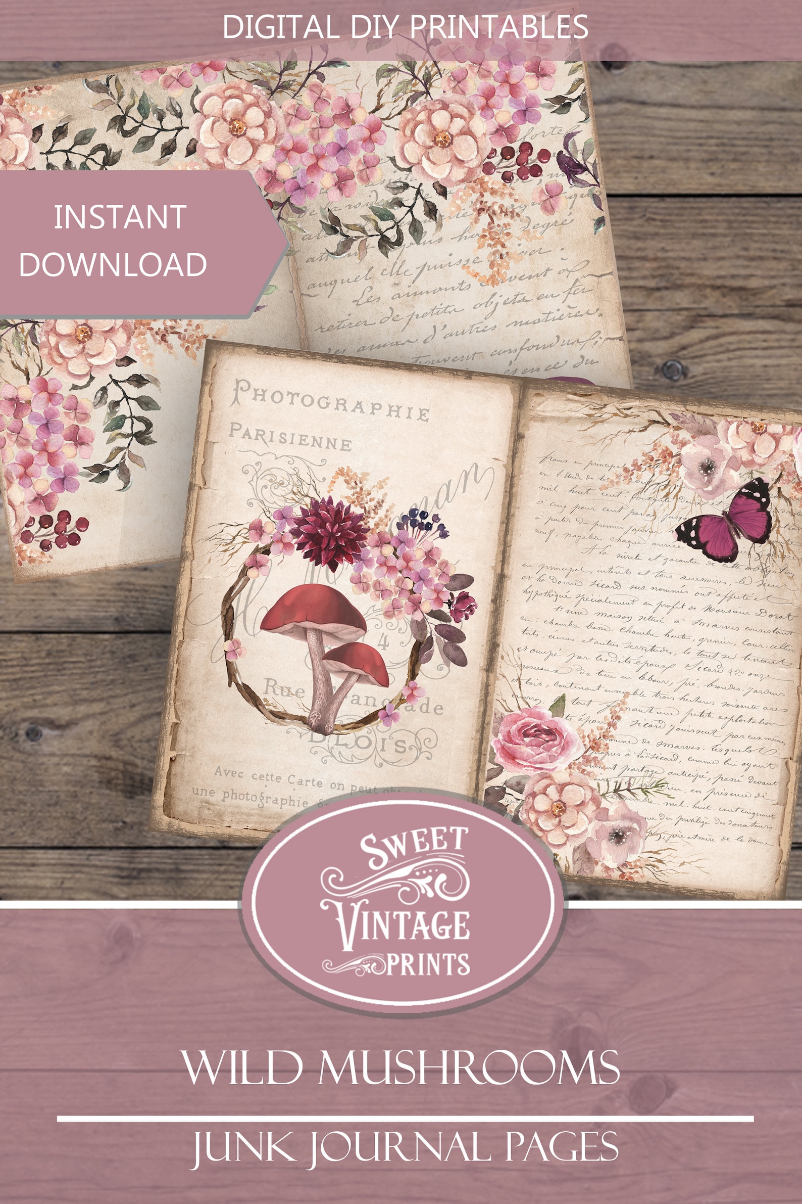 Wild Mushrooms Journal Pages, Autumn Junk Journal Pages, Mushroom ...