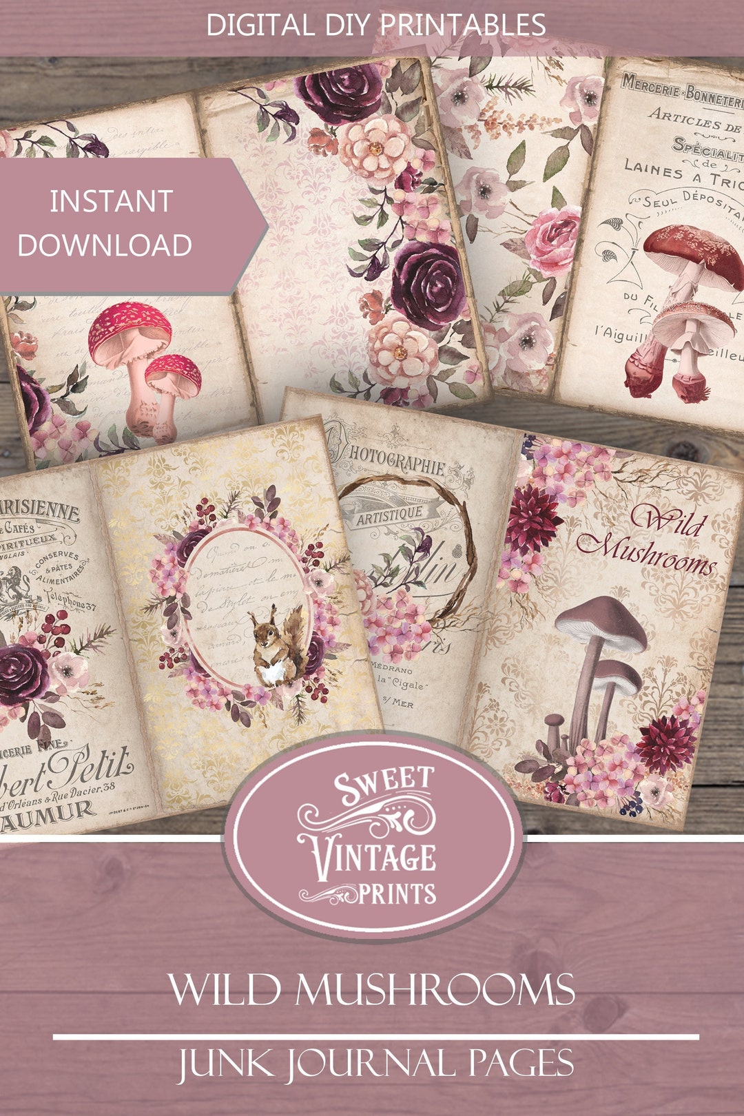 Wild Mushrooms Journal Pages, Autumn Junk Journal Pages, Mushroom ...