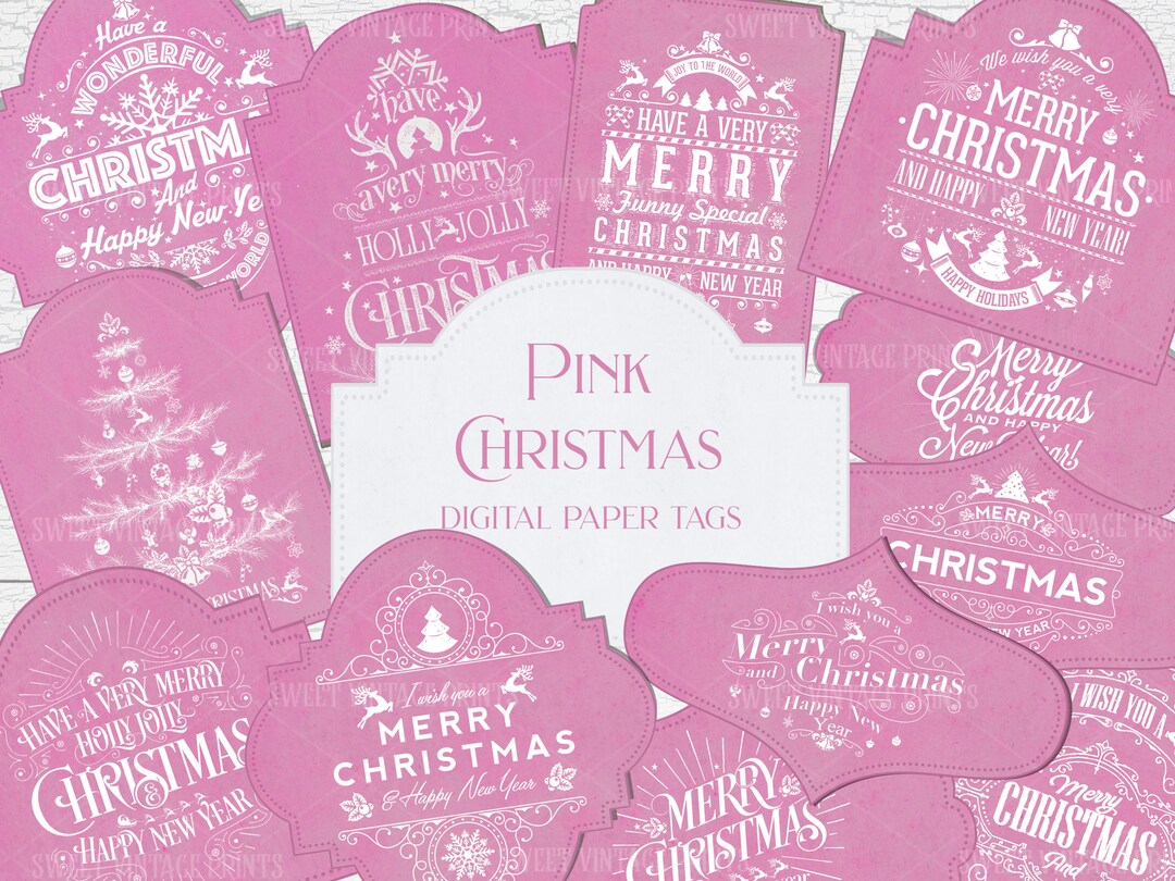 Pink Christmas, Tags, Vintage Christmas, Labels, Tag Flip, Junk Journal ...