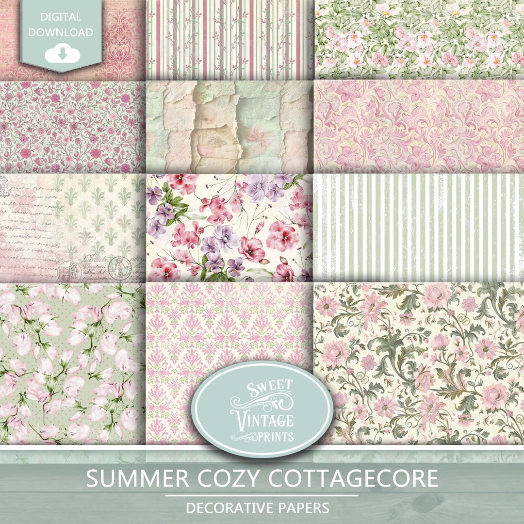 Summer Junk Journal Papers | Pink Florals Digital Paper Pack | Garden ...