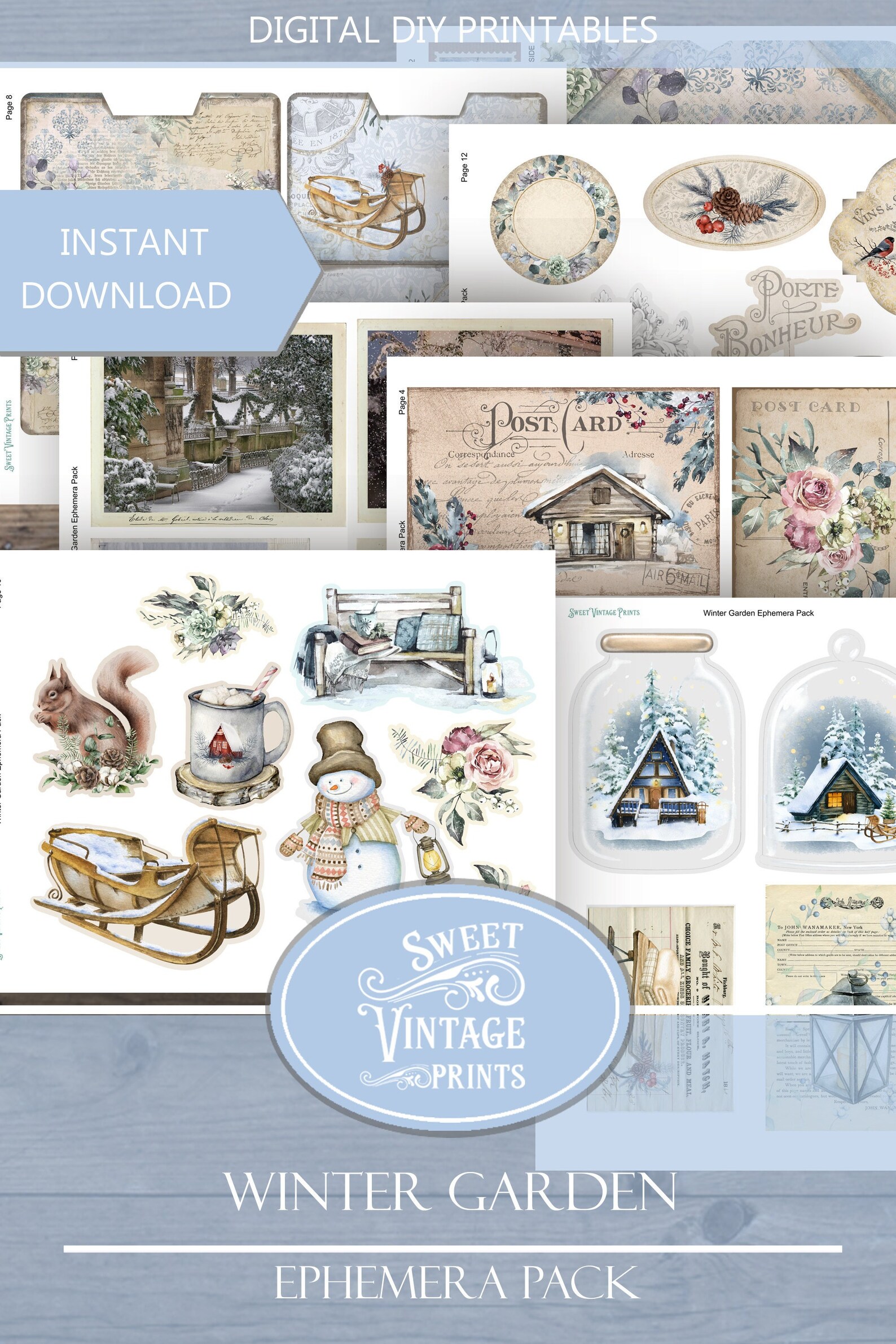 Winter Garden Ephemera Pack Winter Garden Junk Journal - Etsy