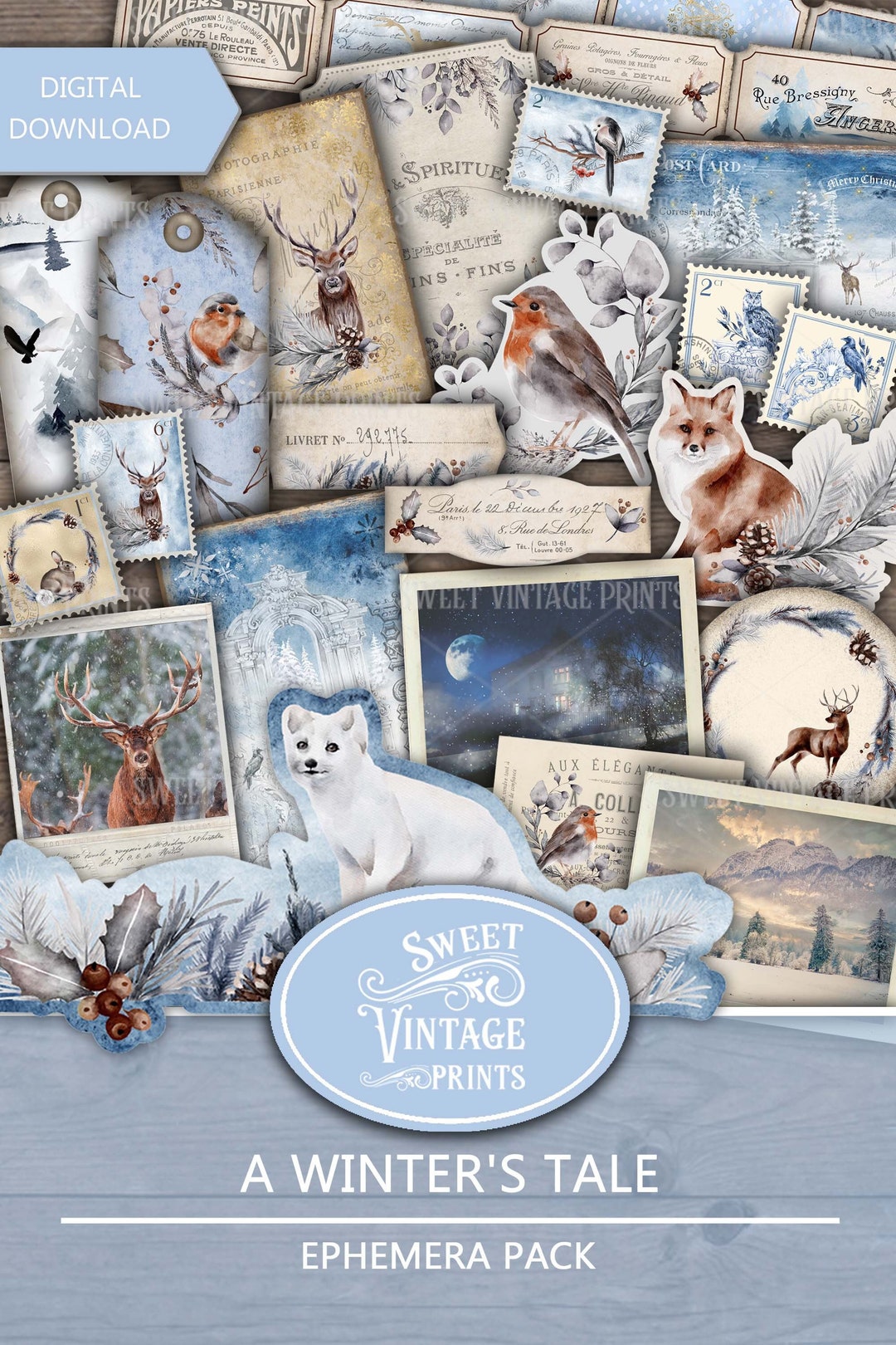 A Winter's Tale Ephemera Pack, Winter Junk Journal, Winter Ephemera ...