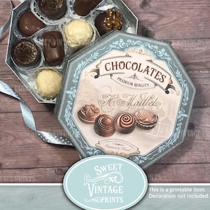 Chocolate Box Printable | DIY Giftbox Digital Download Vintage ...