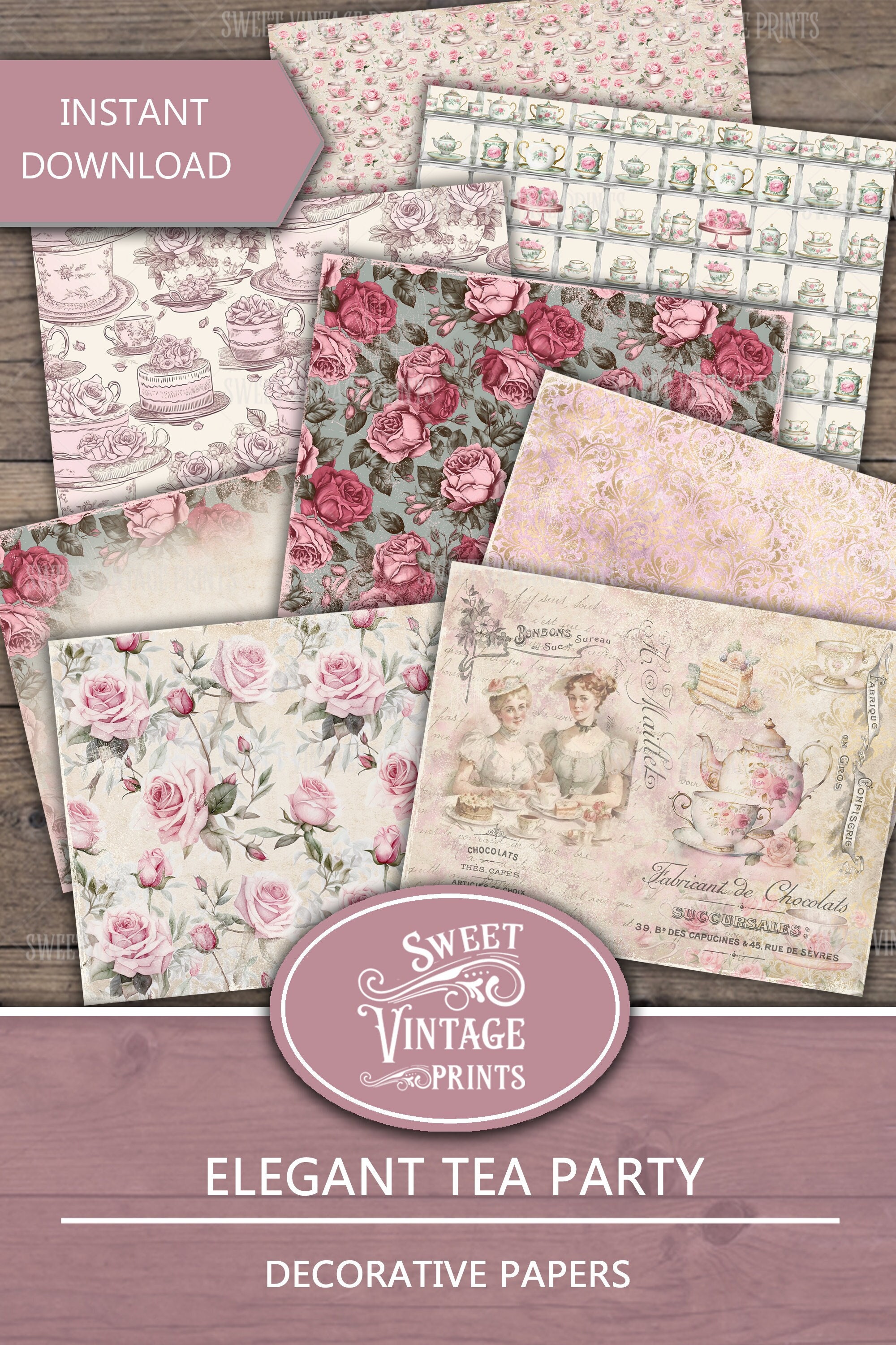 Junk Journal Tea Party Vintage Tea Party Digital Paper Pack - Etsy