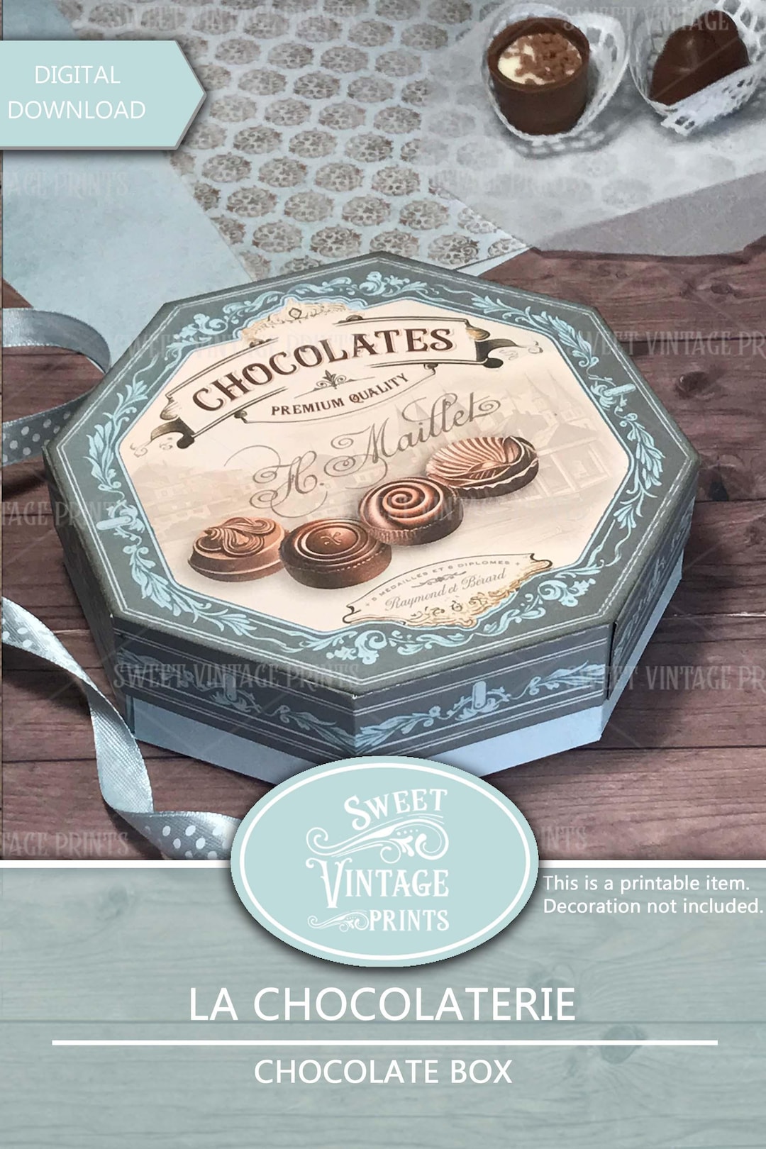Chocolate Box Printable | DIY Giftbox Digital Download Vintage ...