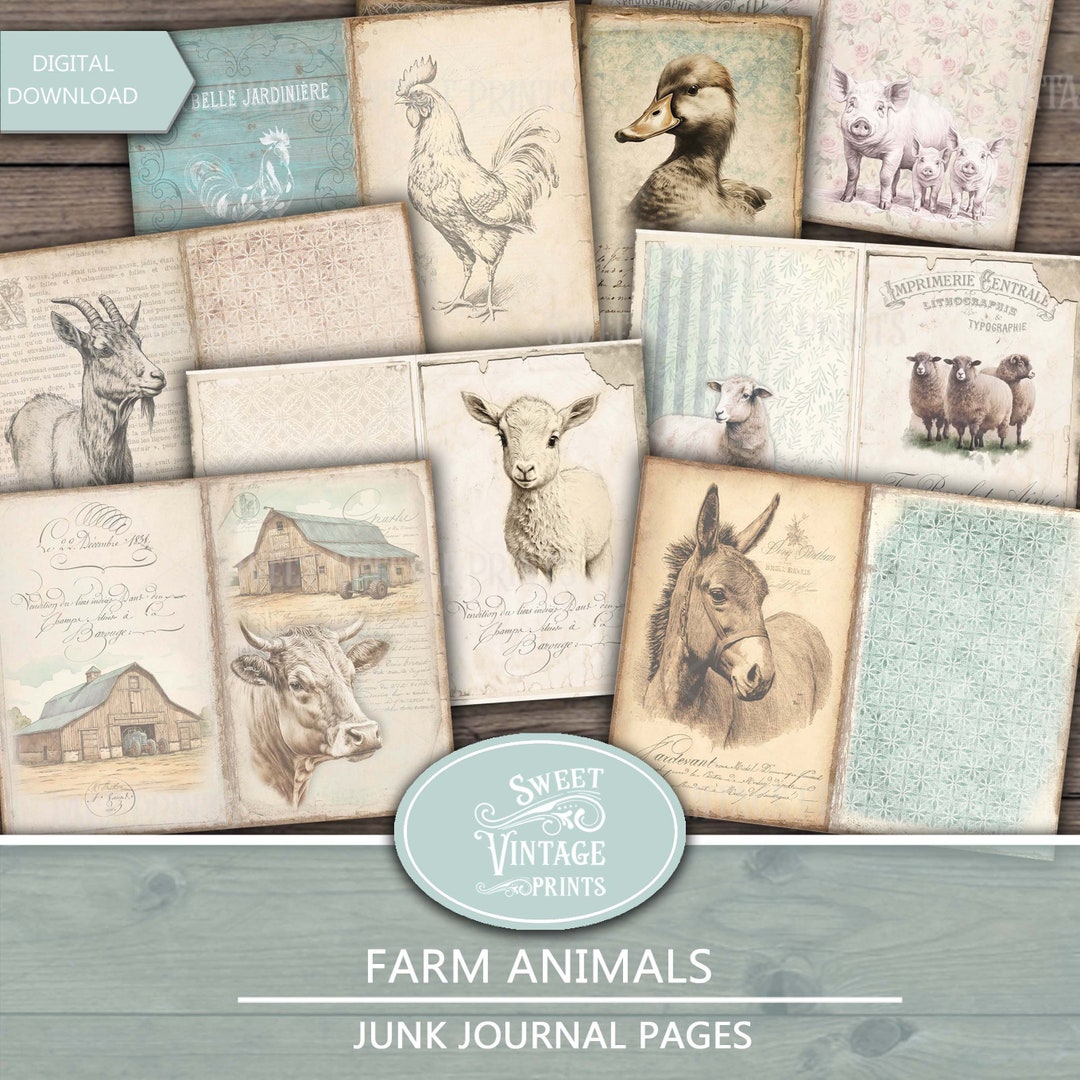 Farm Animals Junk Journal, Farm Journal Digital Download, Printable Cow ...