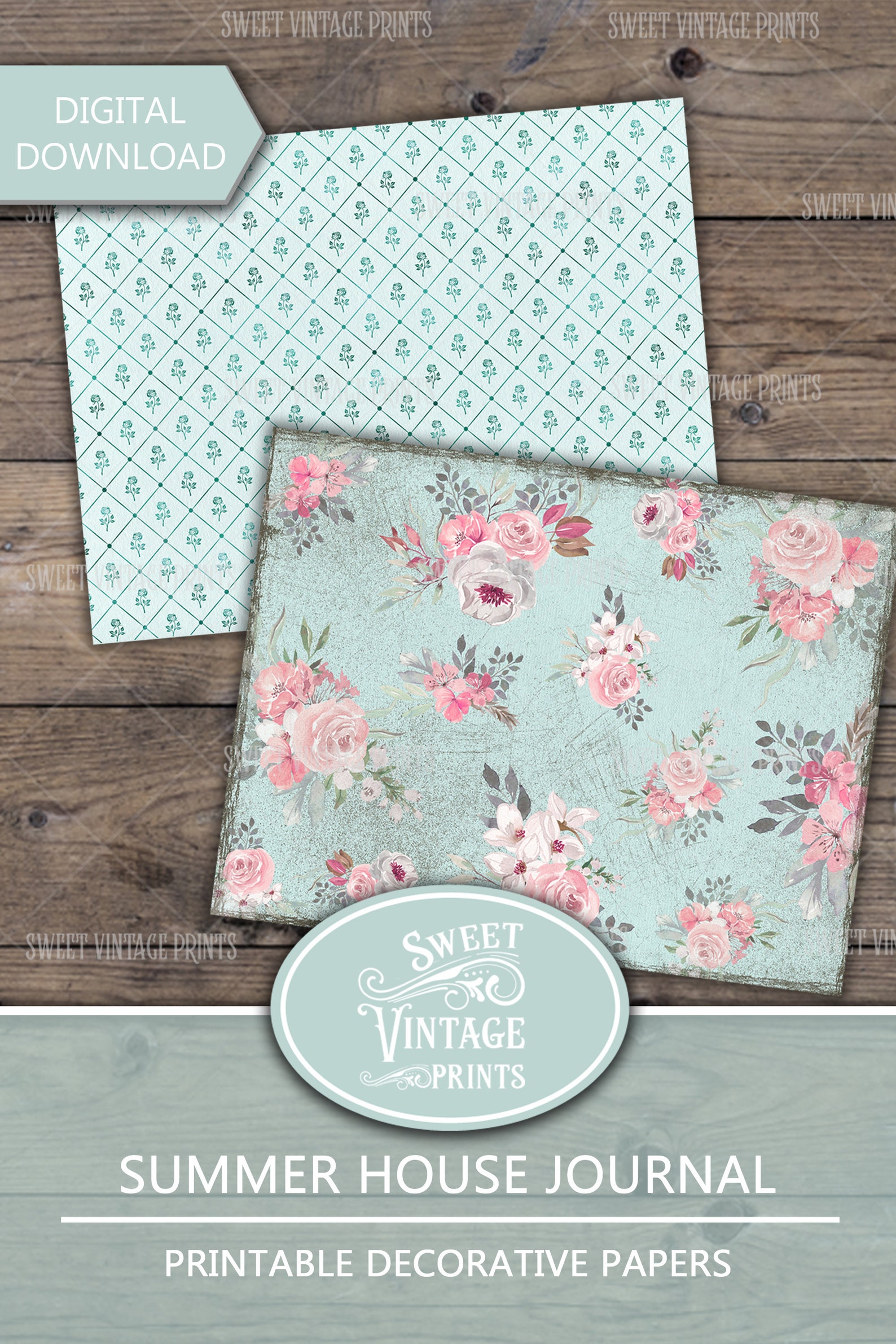 Summer House Digital Paper Pack Summer Junk Journal Summer - Etsy