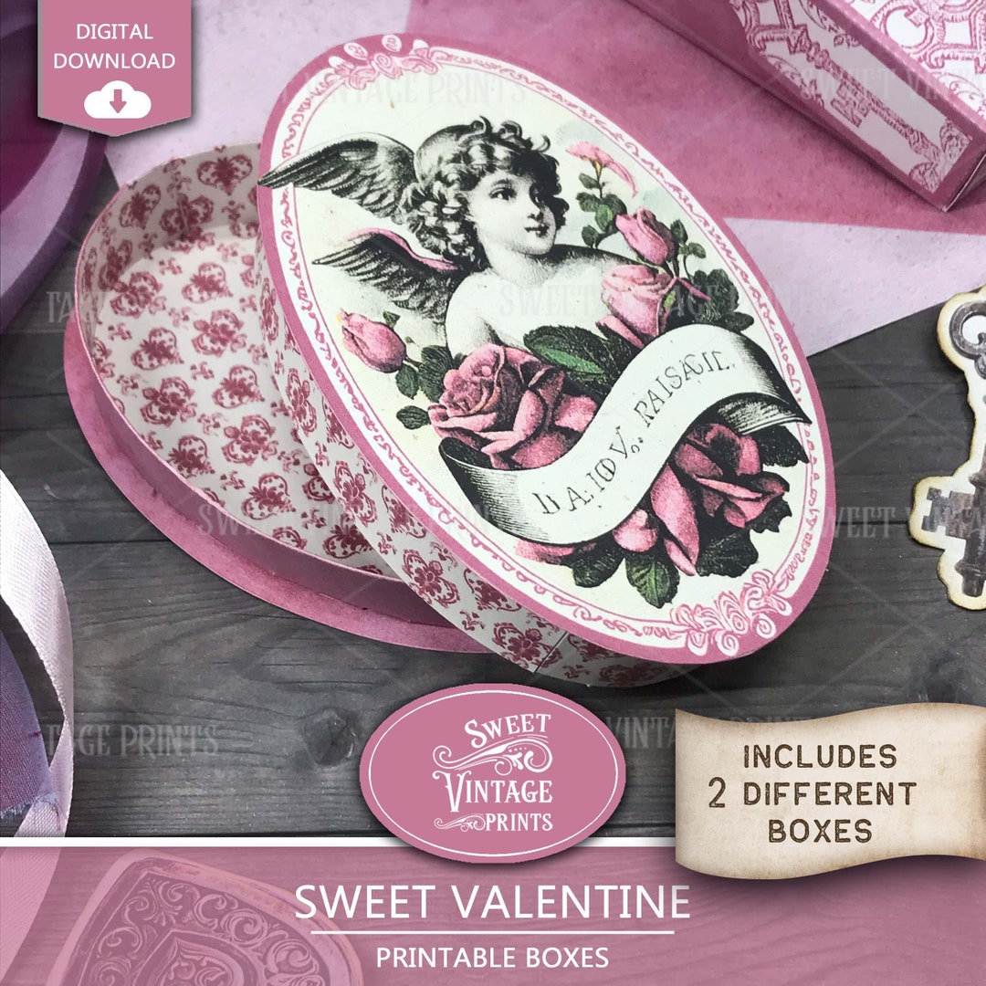 Printable Valentine Gift Box Set | Cupid Paper Boxes | DIY Papercraft ...