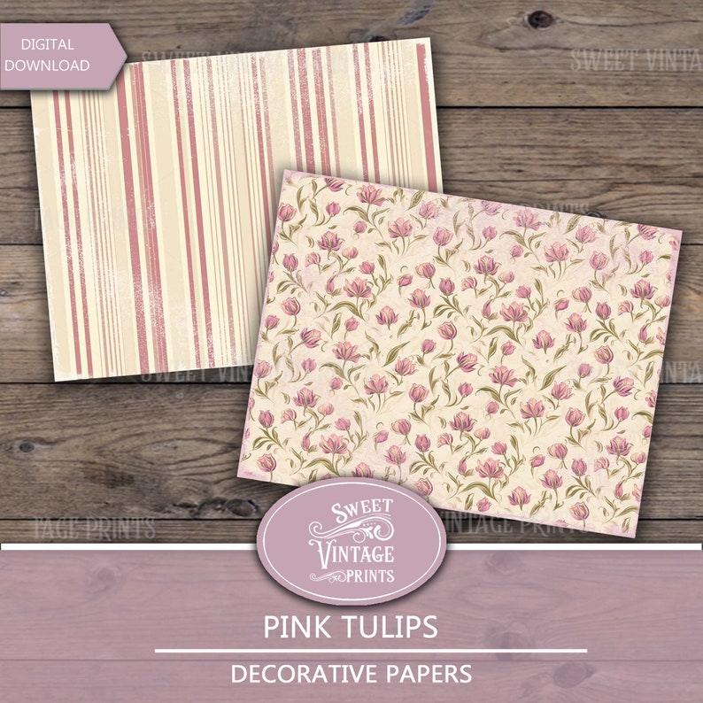 Pink Tulips Junk Journal | Printable Spring Digital Paper | Vintage ...