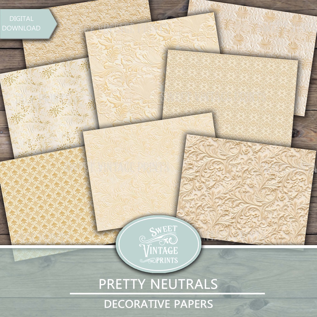 Neutral Junk Journal Papers, Cream Digital Paper, Printable Neutral ...