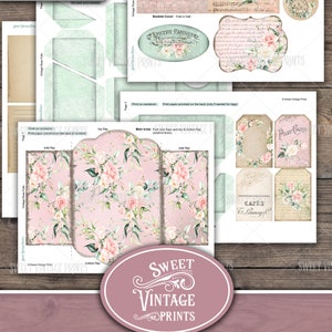 Vintage Rose Folio, Shabby Rose Folder, Loaded Envelope Roses, Pink ...