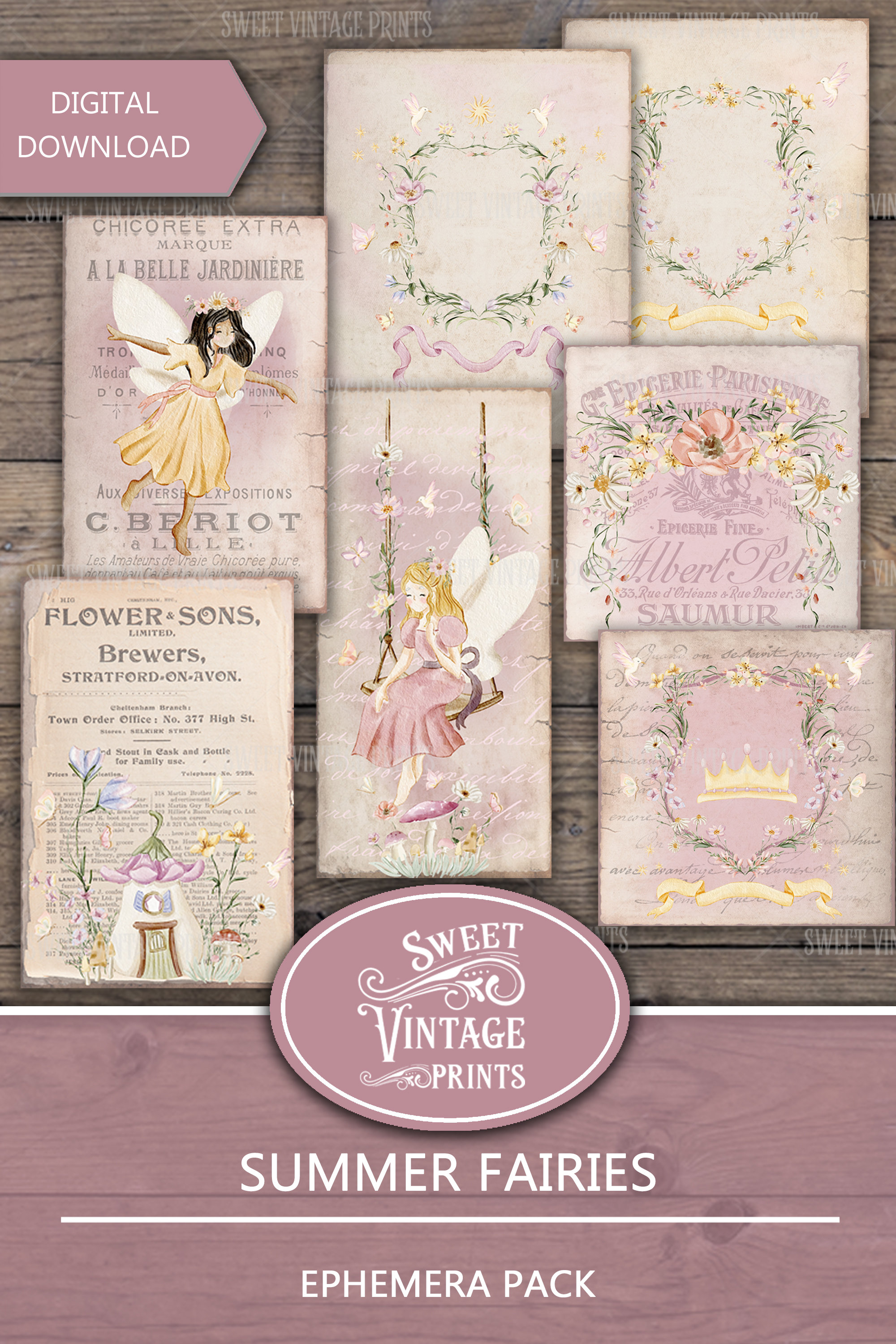 Fairy Junk Journal Ephemera Pack, Summer Fairy Ephemera Pack, Fairy ...