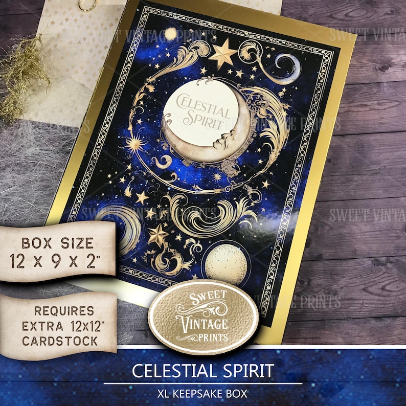 Printable XL Keepsake Box | Celestial Junk Journal Box | DIY Gift Case ...