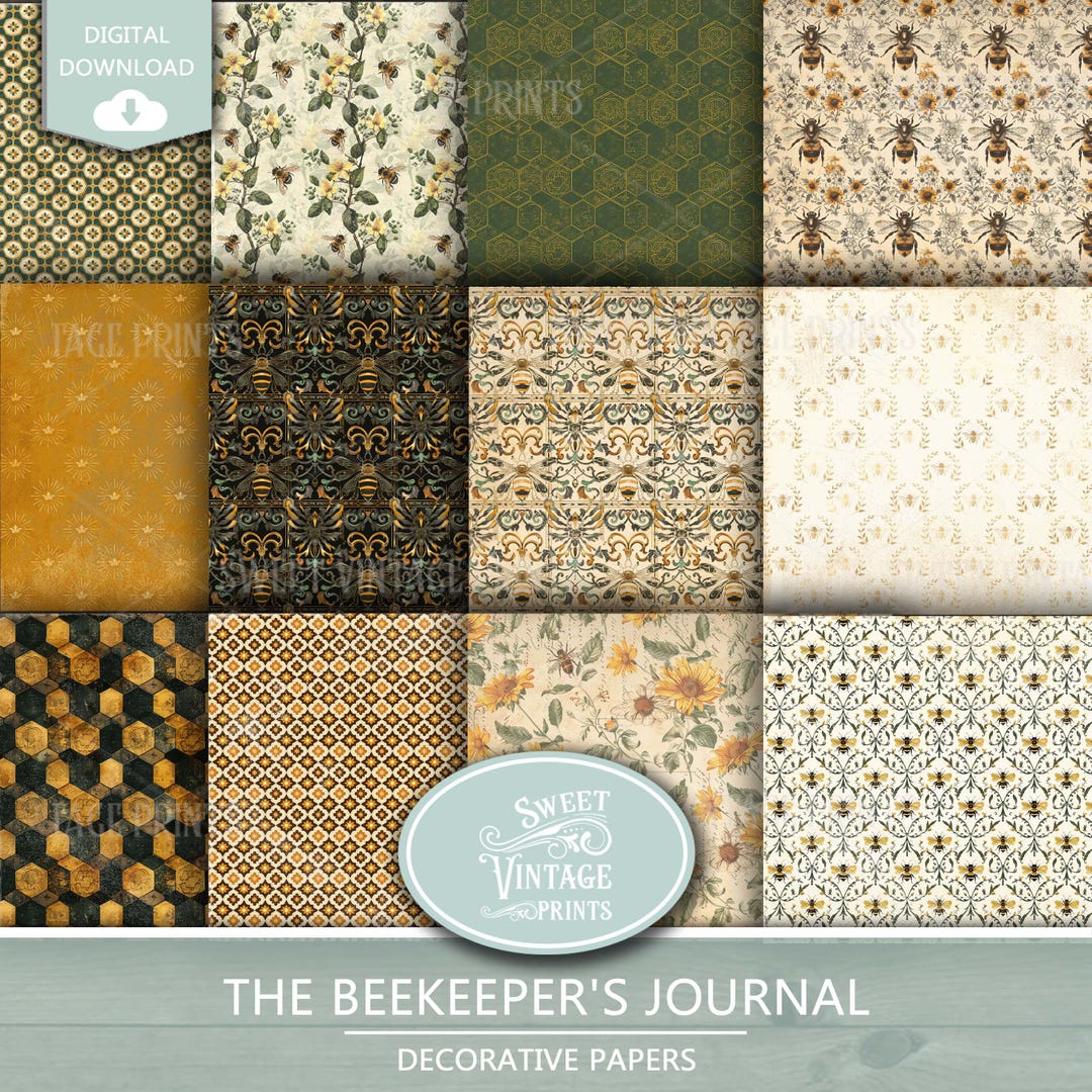 Beekeeper's Junk Journal Papers | Summer Honey Bee Digital Paper Pack ...