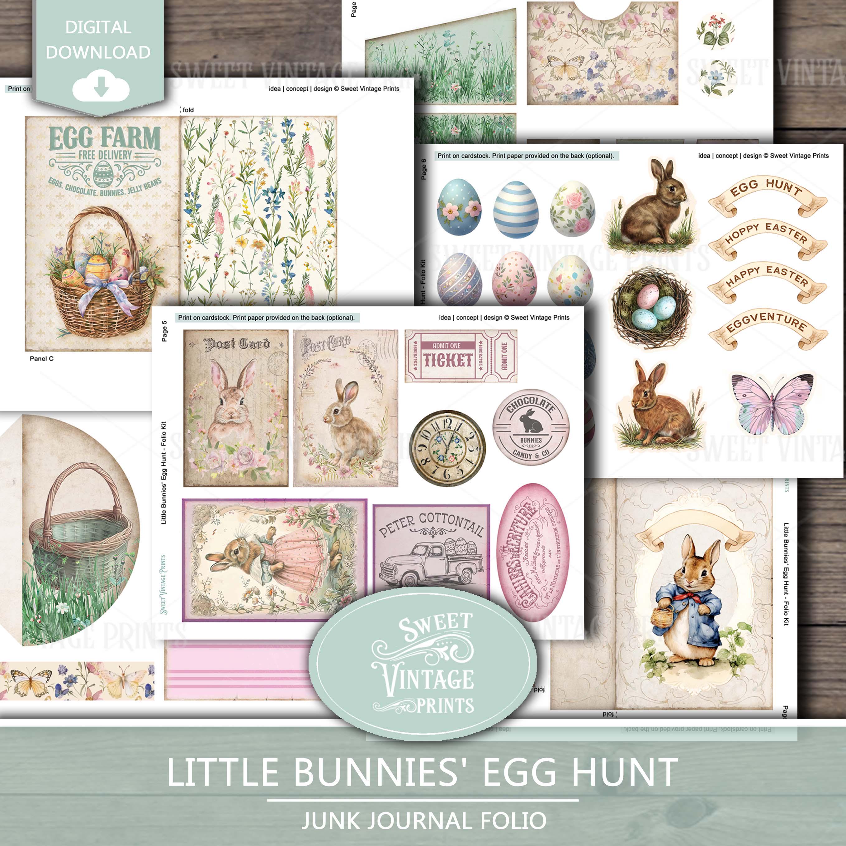 Printable Easter Junk Journal Folio | Little Bunnies' Egg Hunt Folio ...