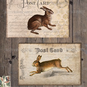 Rabbits Postcards, Vintage Bunny Postcard, Easter Junk Journal, Easter ...