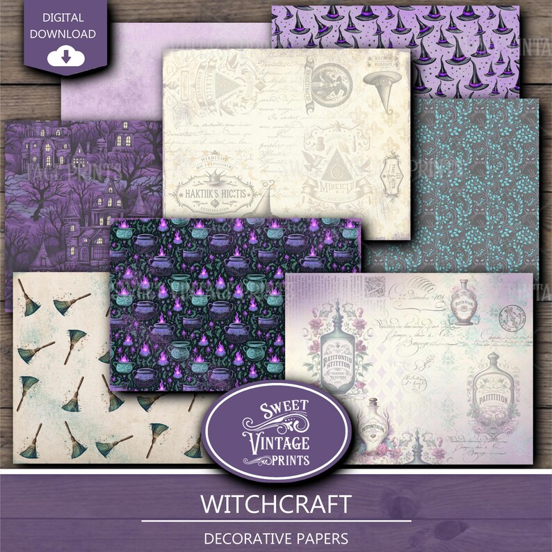 Witch Digital Paper Pack | Witchcraft Junk Journal | Halloween ...