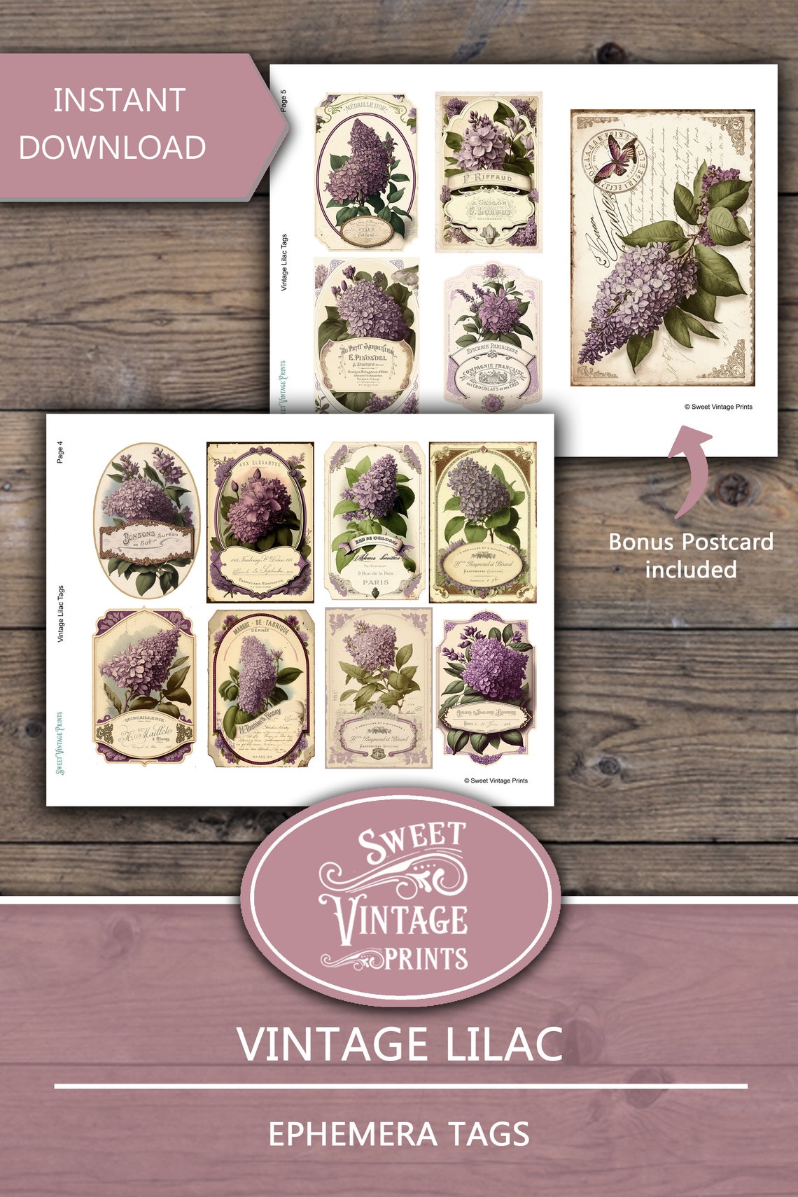 Vintage Lilac Ephemera Tags Lilac Labels Lilac Junk Journal - Etsy