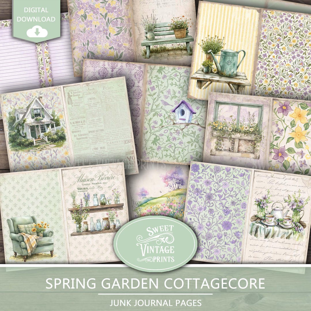Spring Junk Journal Pages | Garden Digital Paper Pack | Spring ...