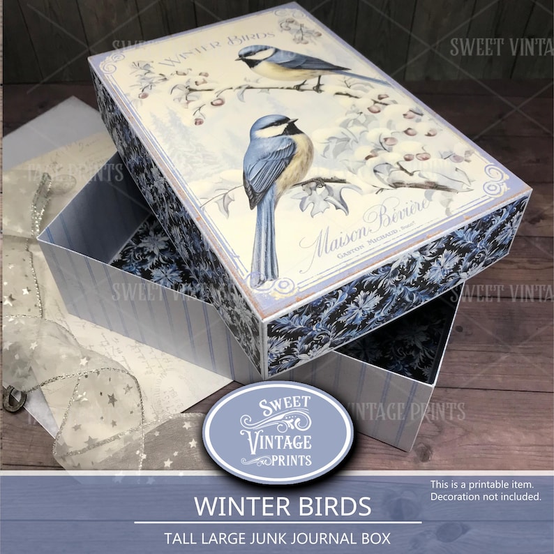 Winter Birds Tall Gift Box Printable | DIY Gift Case | Holiday Box ...