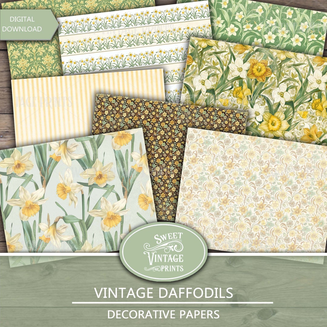 Vintage Daffodils Printable PDF Papers | Spring Junk Journal Digital ...