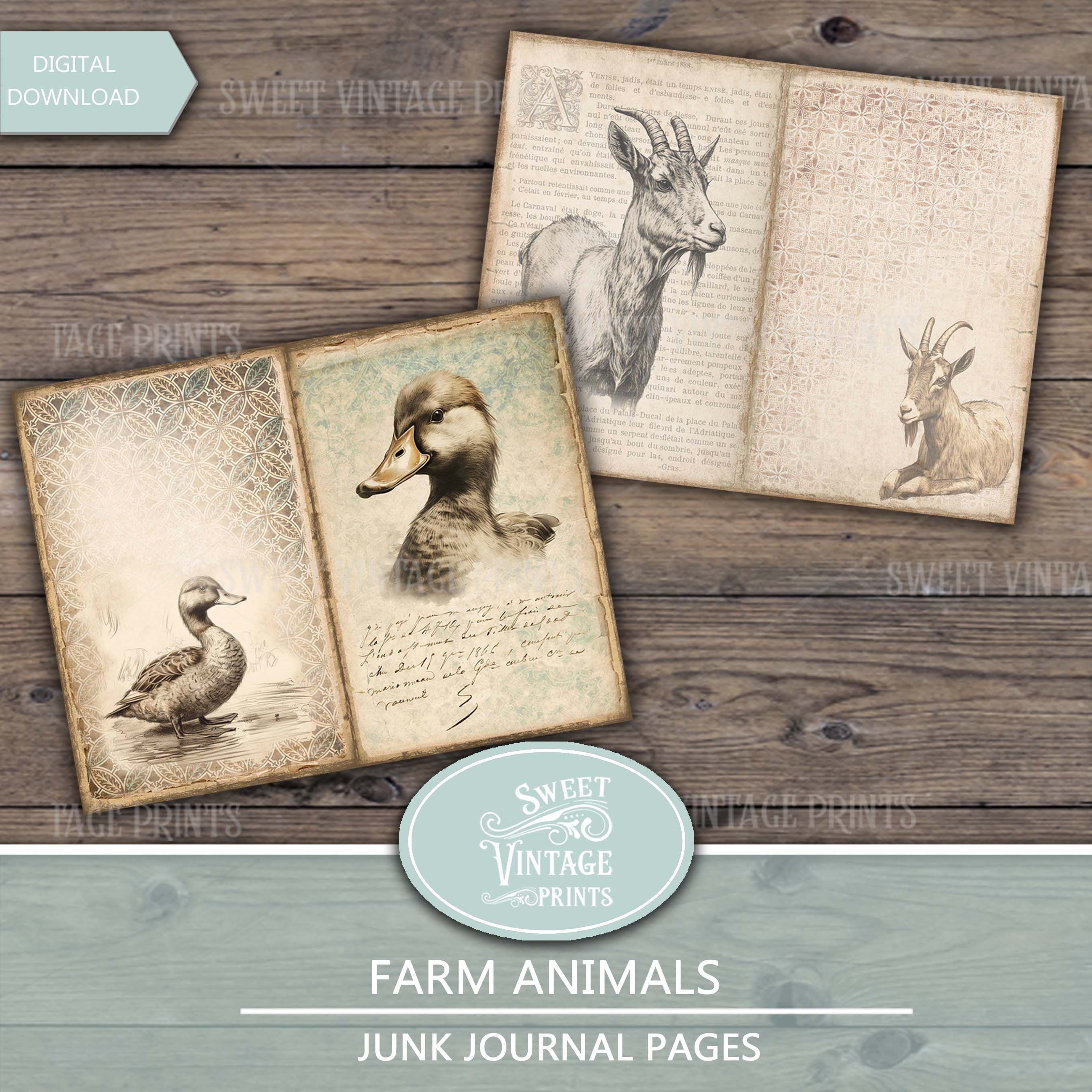 Farm Animals Junk Journal, Farm Journal Digital Download, Printable Cow ...