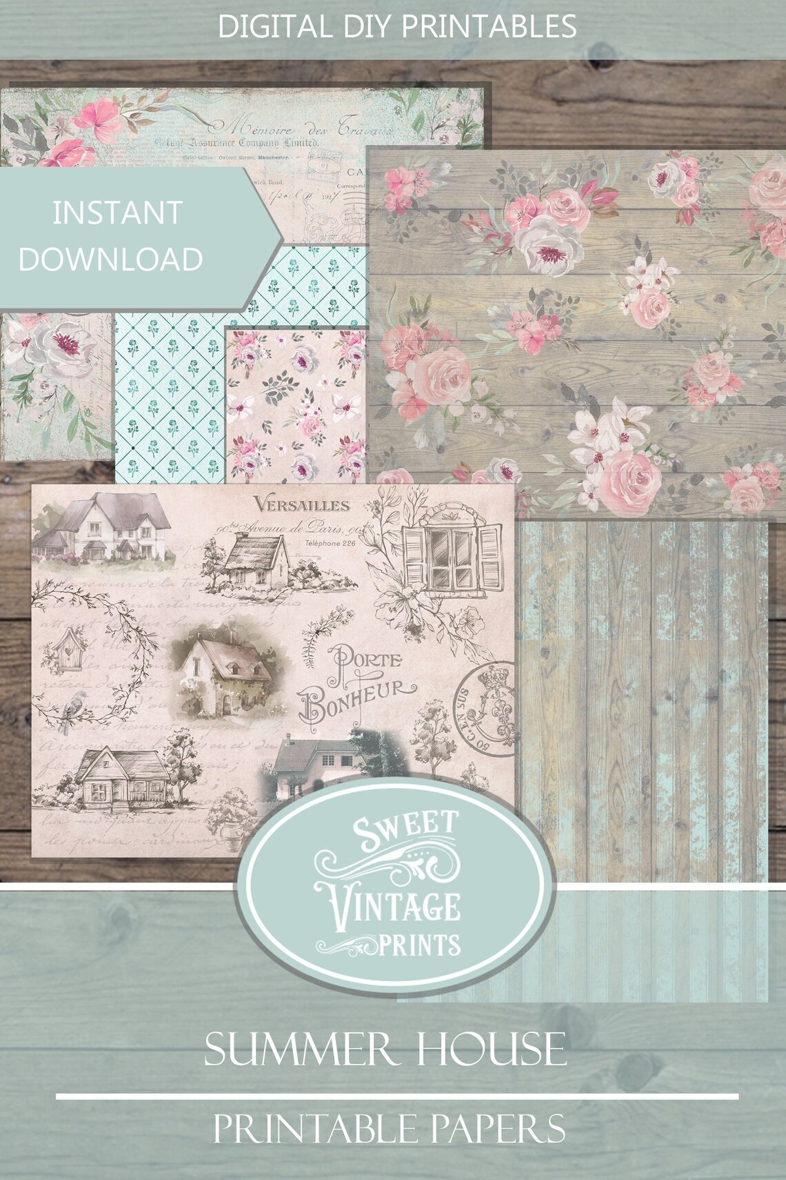 Summer House Digital Paper Pack Summer Junk Journal Summer - Etsy