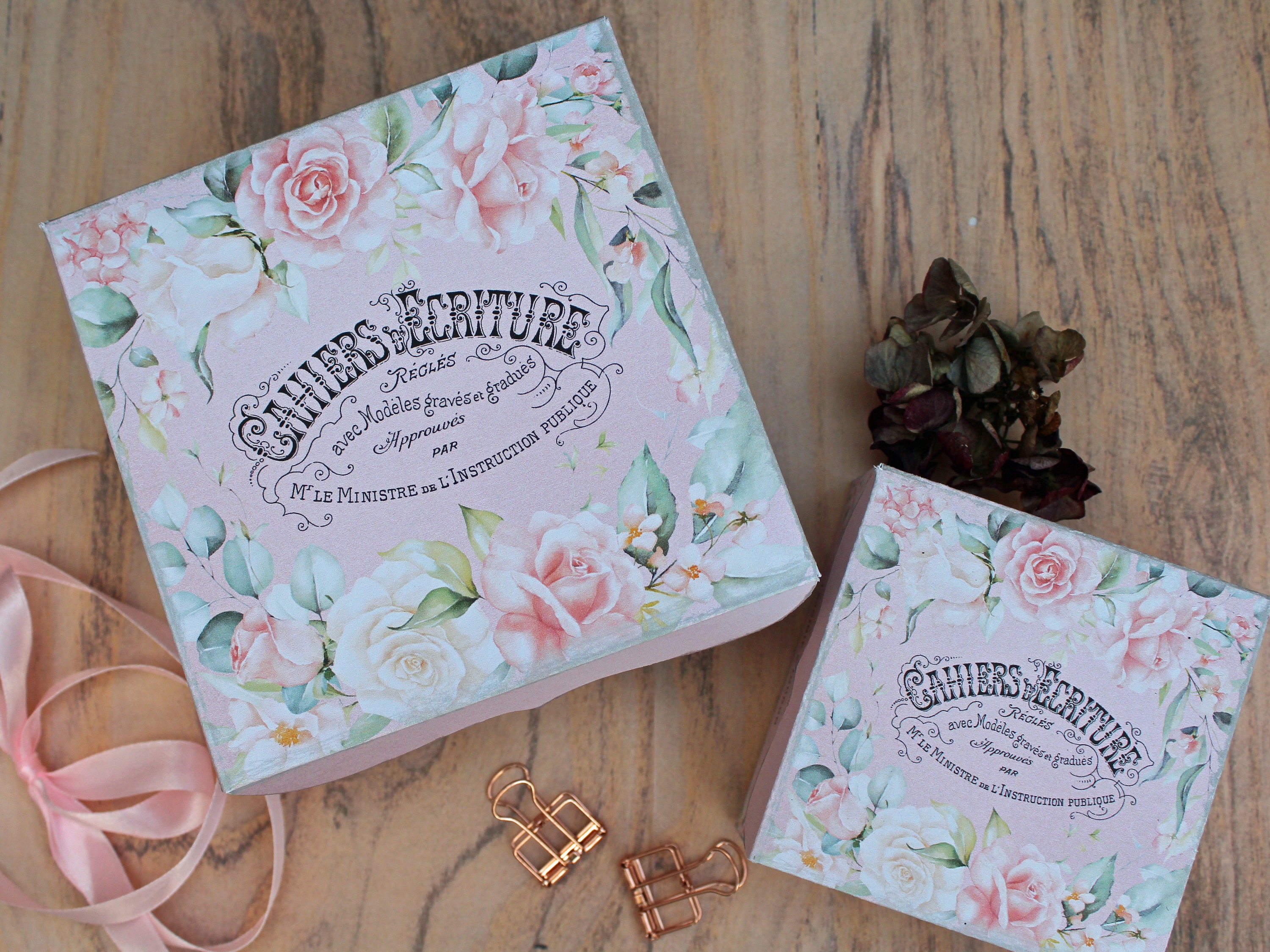 Vintage Rose Box Set of 2 Sizes Printable Shabby Roses | Etsy