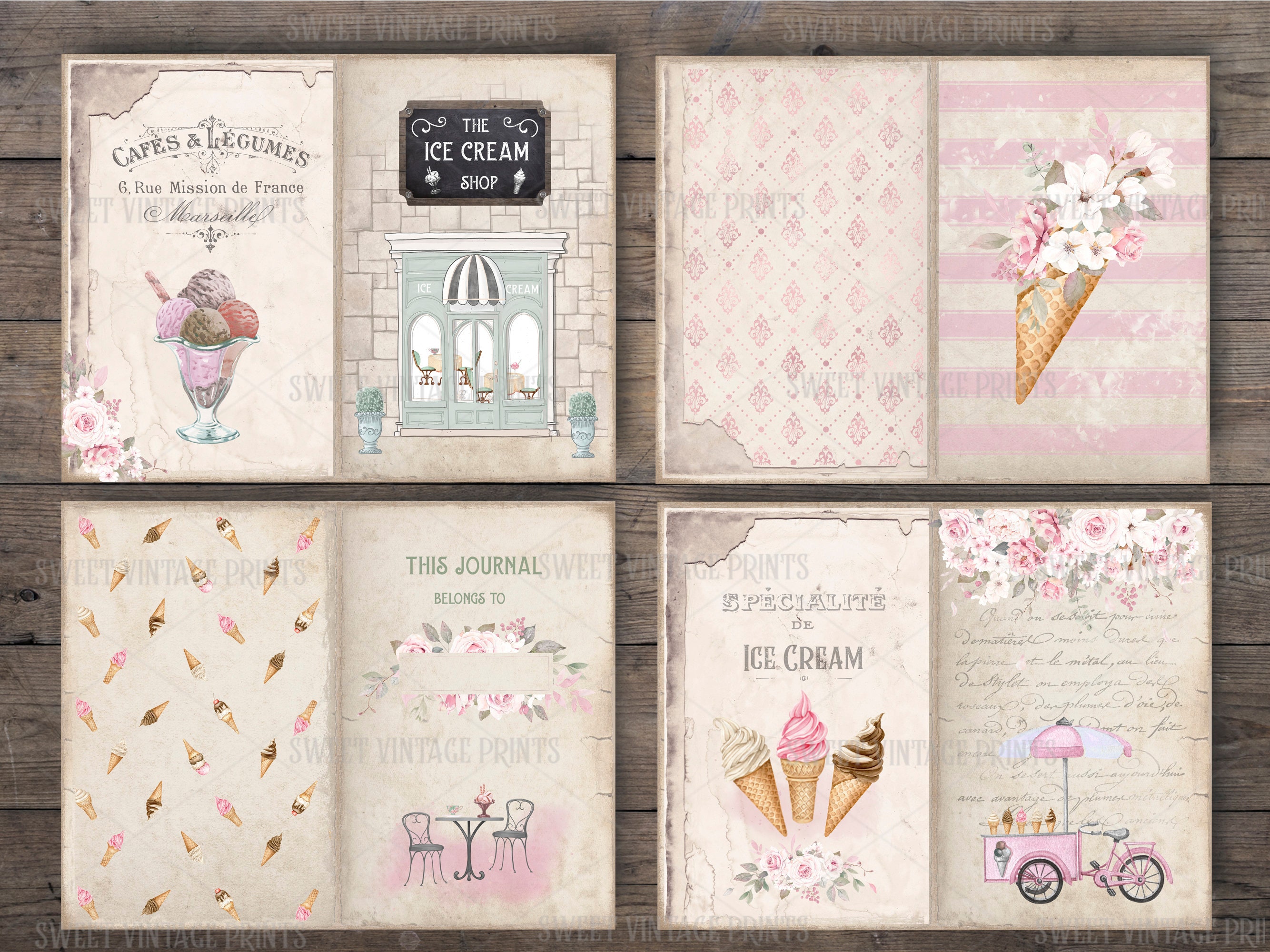 Ice Cream Shop Journal Pages Summer Junk Journal Ice Cream - Etsy