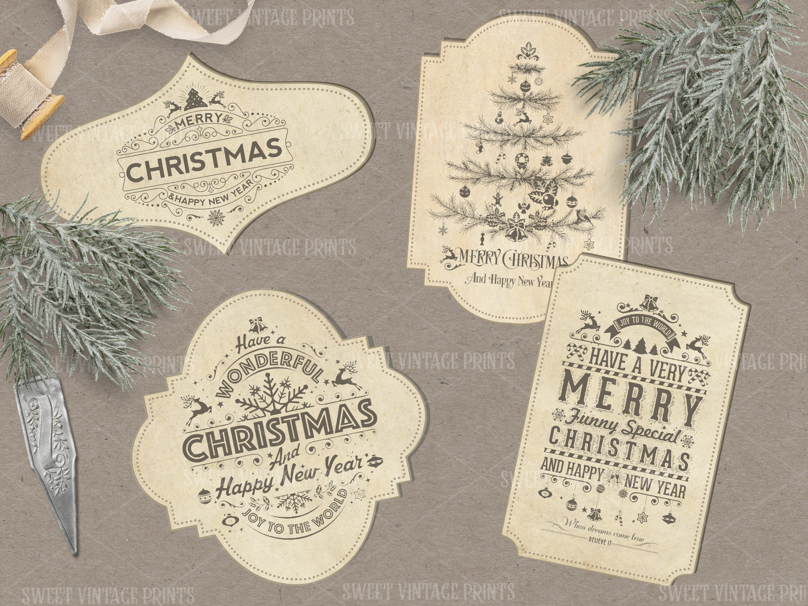 Vintage Christmas, Tags, Christmas Labels, Tag Flip, Junk Journal ...