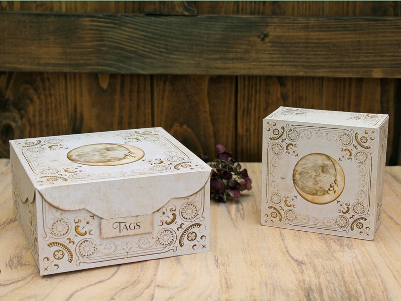 Vintage Celestial Box Moon Set of 2 Sizes Printable Junk - Etsy