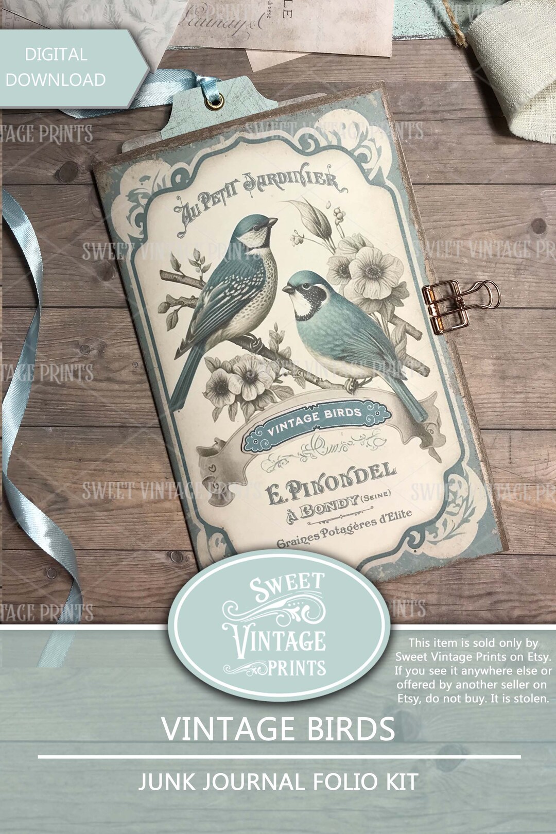 Junk Journal Folio Kit Vintage Birds Vintage Birds Printable - Etsy