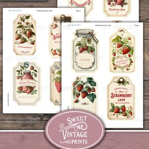 Vintage Strawberry Ephemera Tags, Strawberry Labels, Strawberry Jam ...