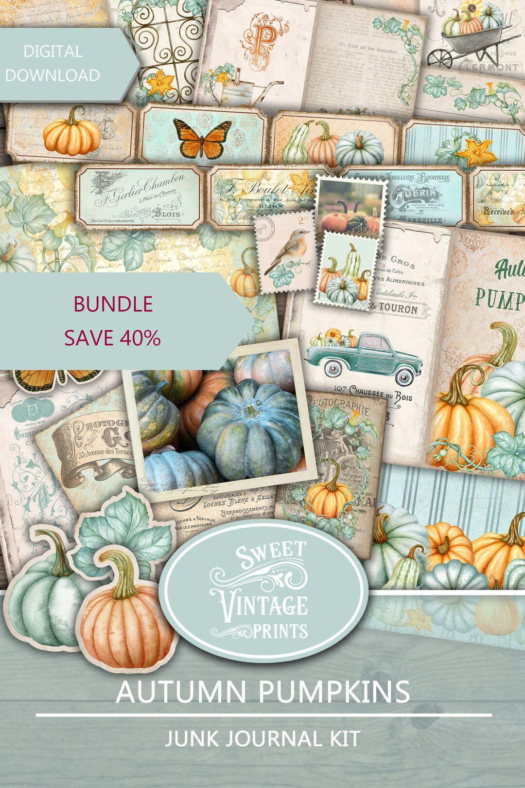Autumn Pumpkins Junk Journal BUNDLE, Autumn Junk Journal, Fall Junk ...
