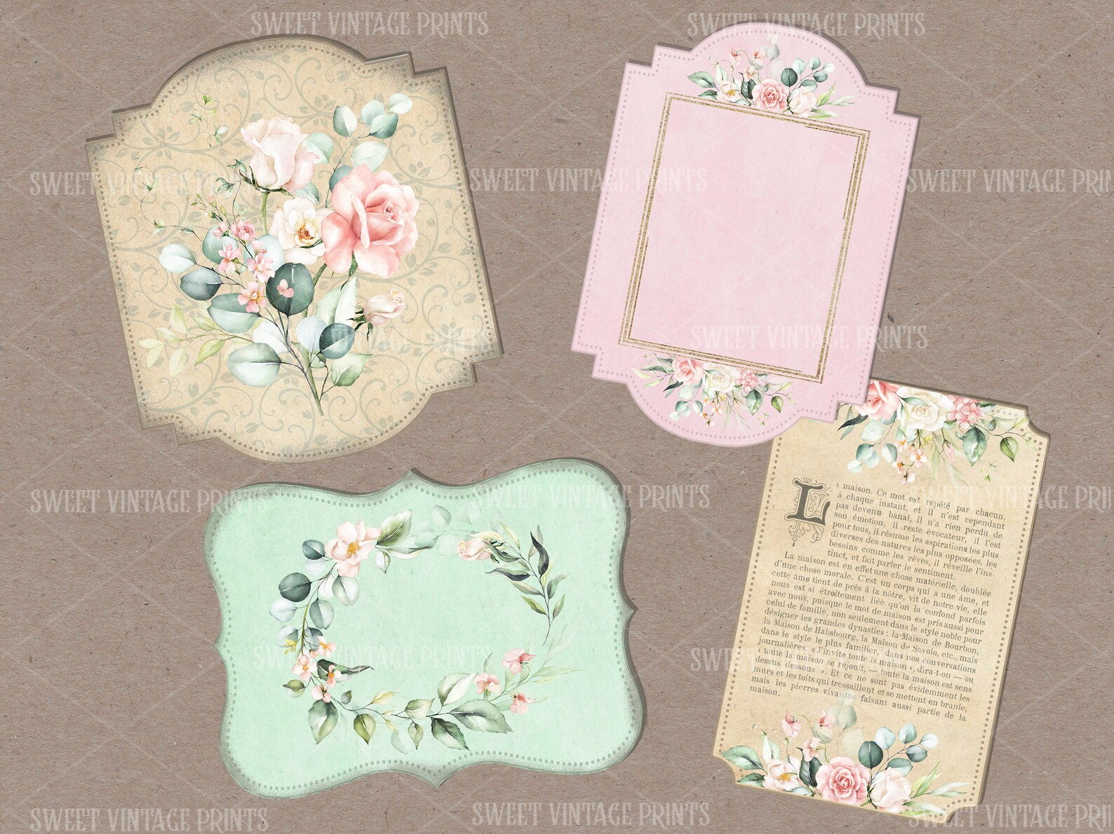 Vintage Rose Roses Tags Flower Labels Tag Flip Junk - Etsy