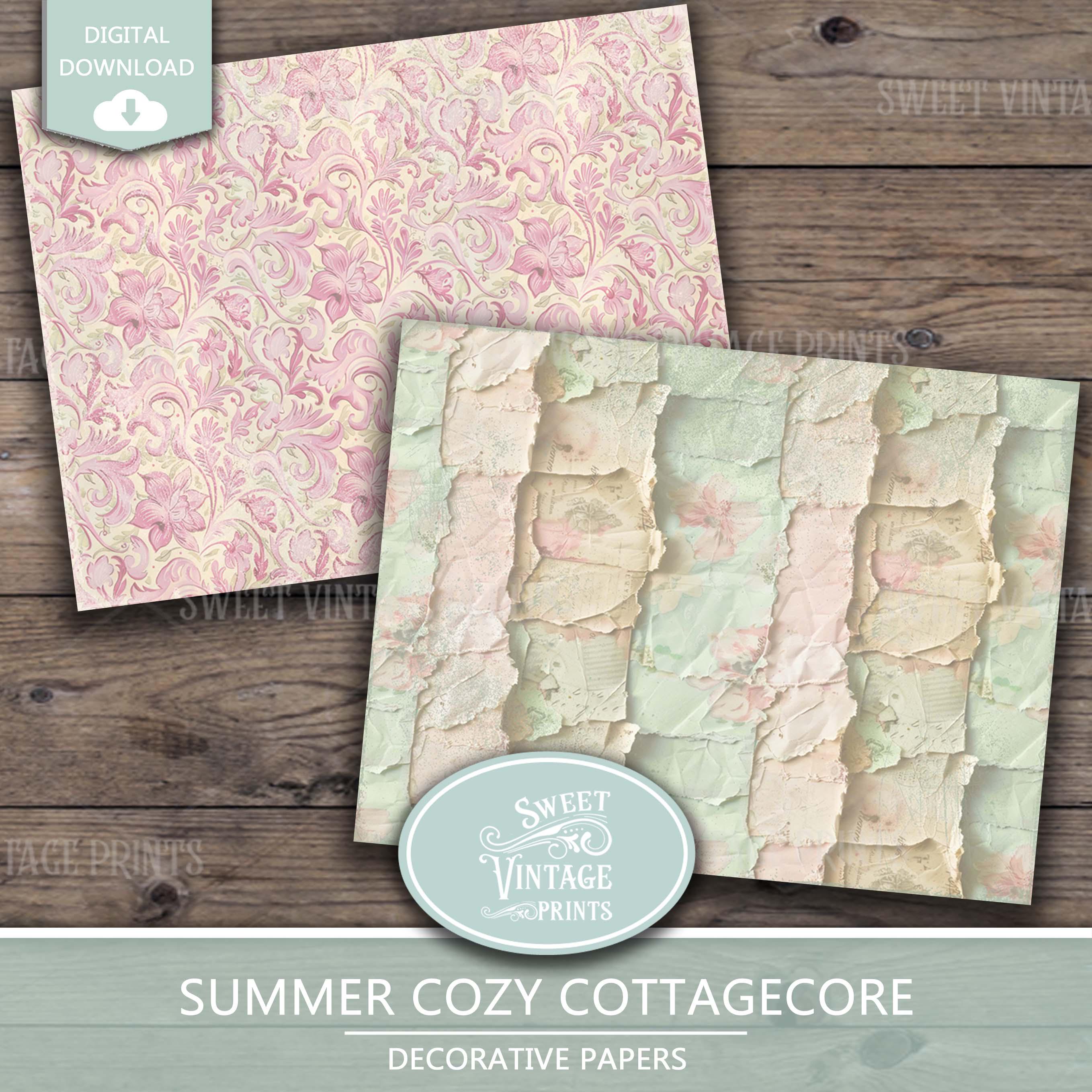 Summer Junk Journal Papers | Pink Florals Digital Paper Pack | Garden ...